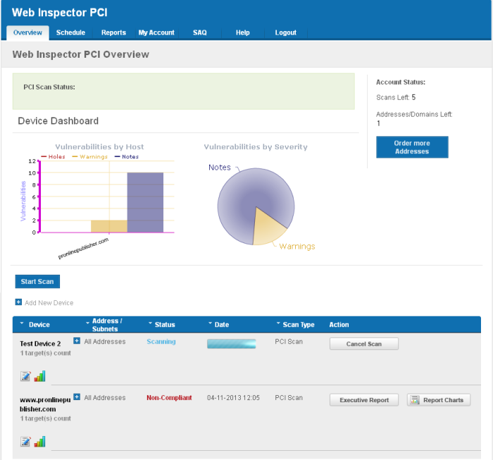 Running Your PCI Scan, PCI Scanning, Malware Scanner | Comodo Web Inspector